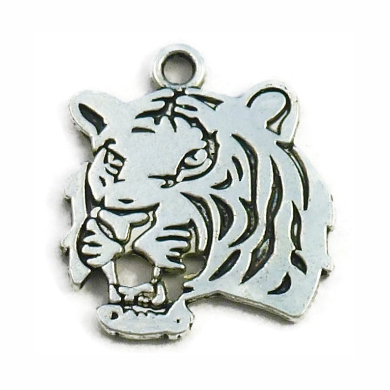3 Head of a Silver Tiger Charm Pendant 26x24mm by TIJC SP0585 - Etsy