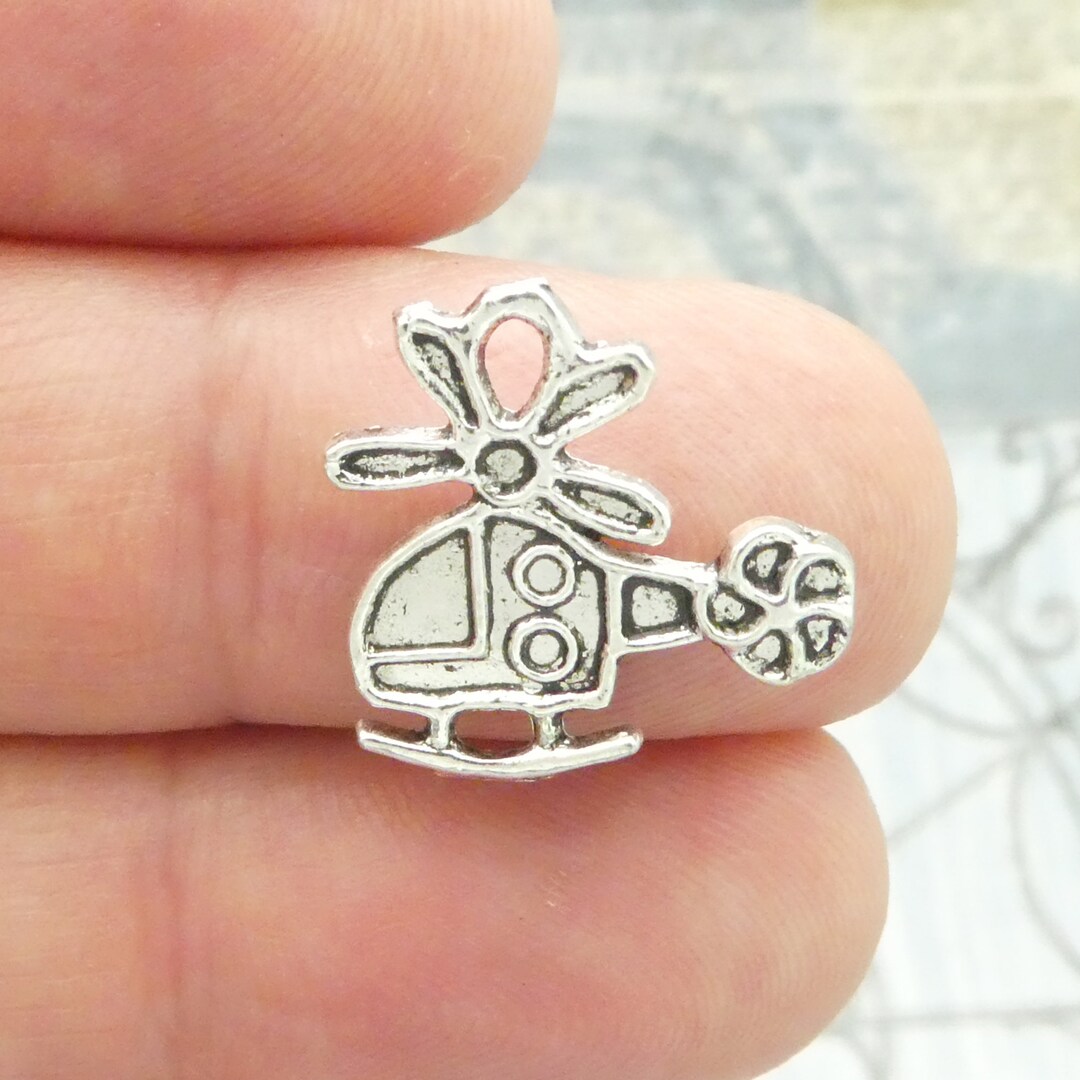 BULK 50 Helicopter Charm Silver 18x18mm by TIJC SP1064B - Etsy
