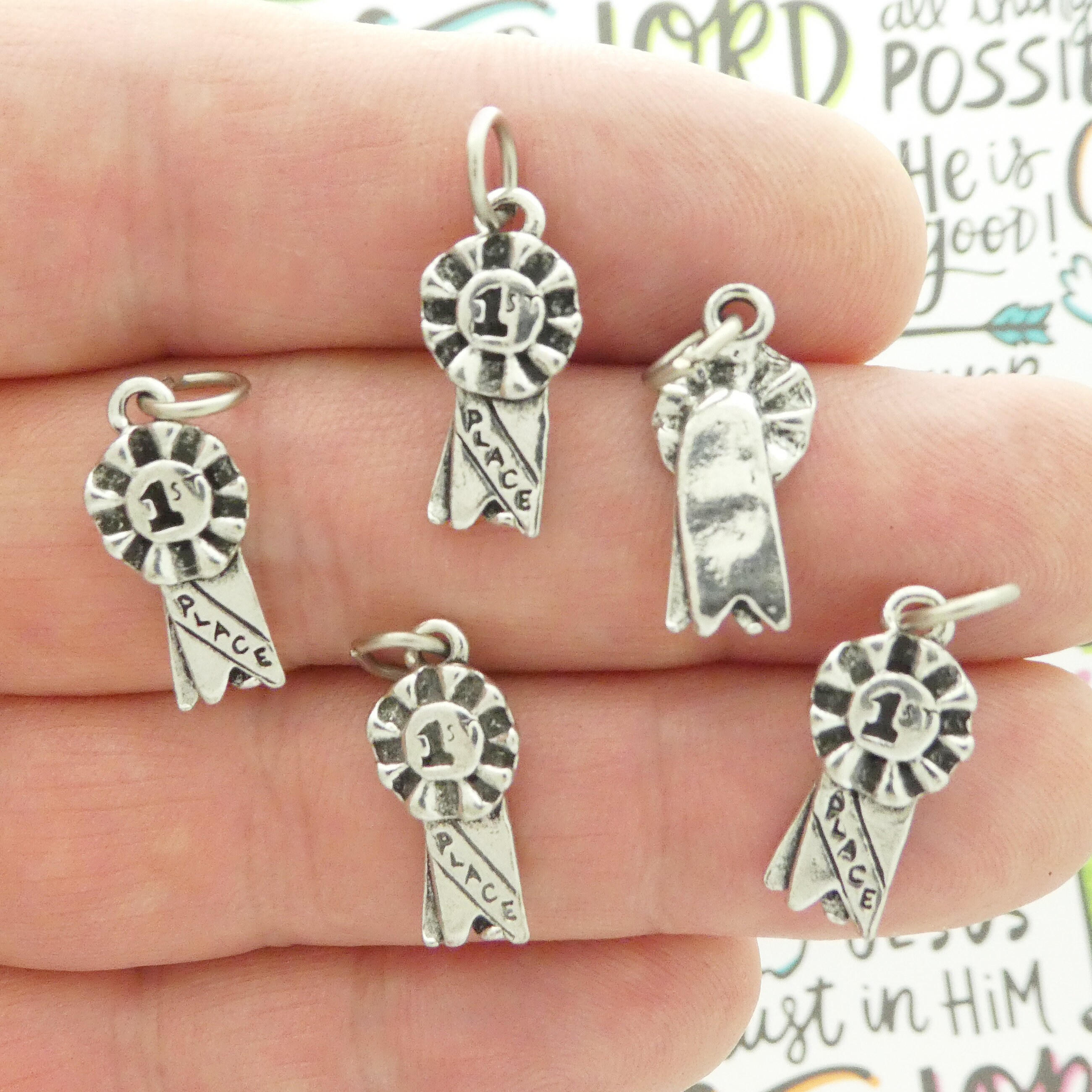 5 Silver 1St Place Ribbon Charm 20x10mm by TIJC SP0558 | Etsy