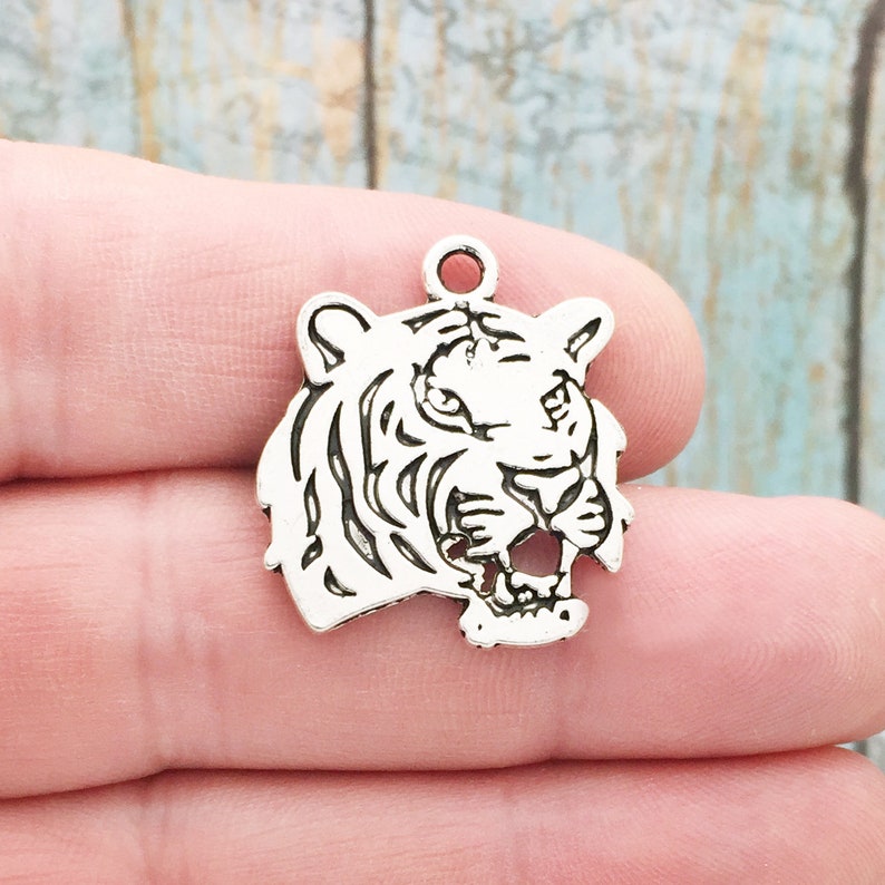 3 Head of a Silver Tiger Charm Pendant 26x24mm by TIJC SP0585 - Etsy