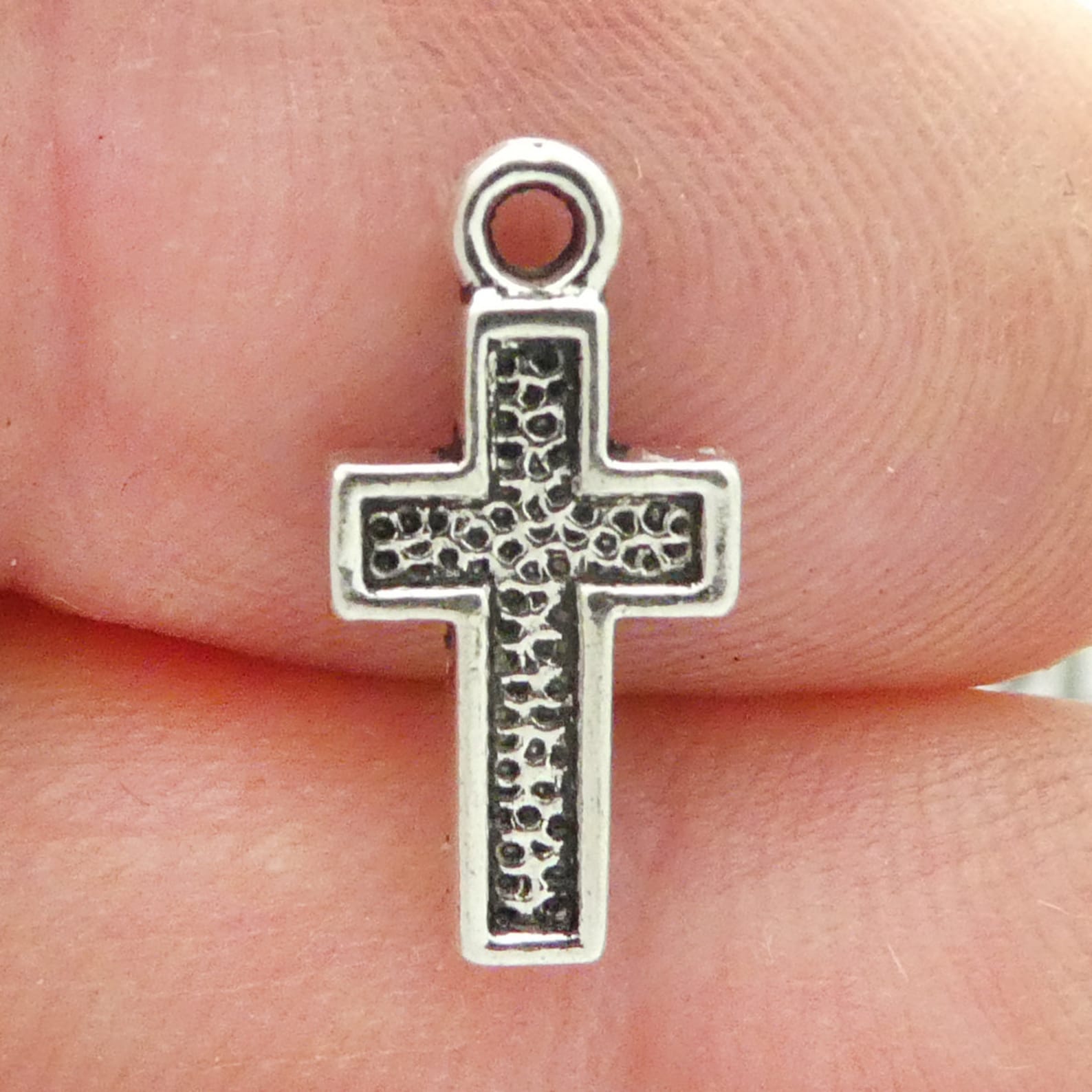 10 Simple Silver Cross Charm Pendant Tiny by TIJC SP1879 | Etsy