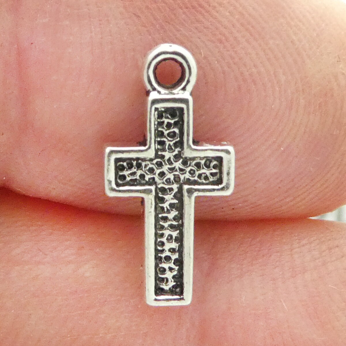 10 Simple Silver Cross Charm Pendant Tiny by TIJC SP1879 | Etsy