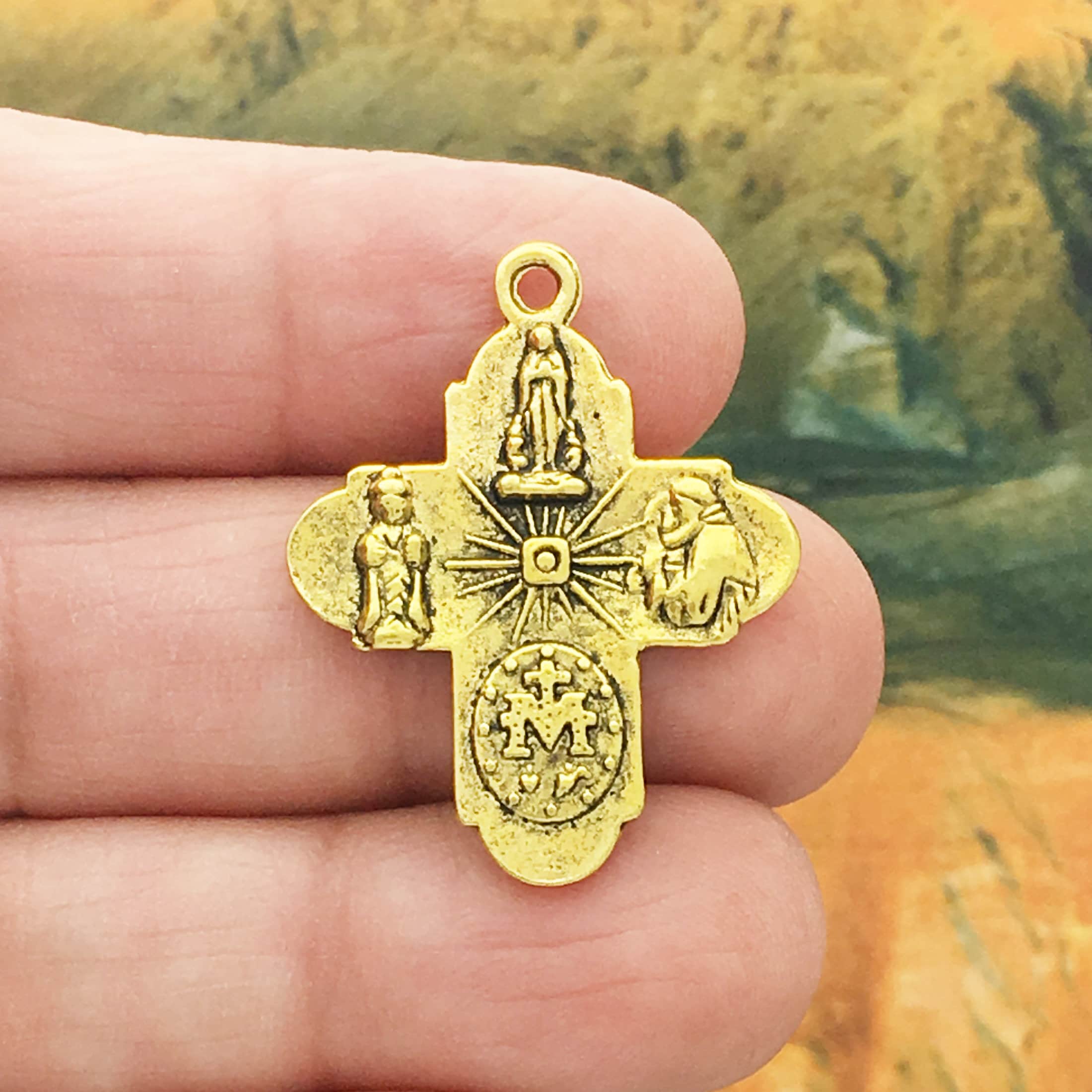 BULK 20 Four Way Cross Medal Gold Catholic by TIJC SP1238B - Etsy
