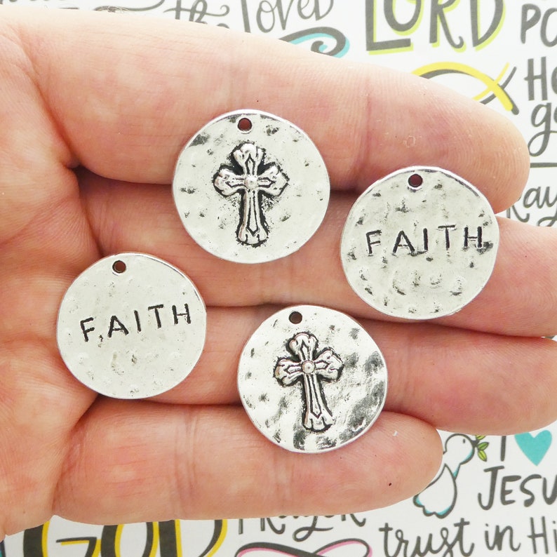 3 Silver Hammered Cross Charm Pendant by TIJC SP1881 | Etsy