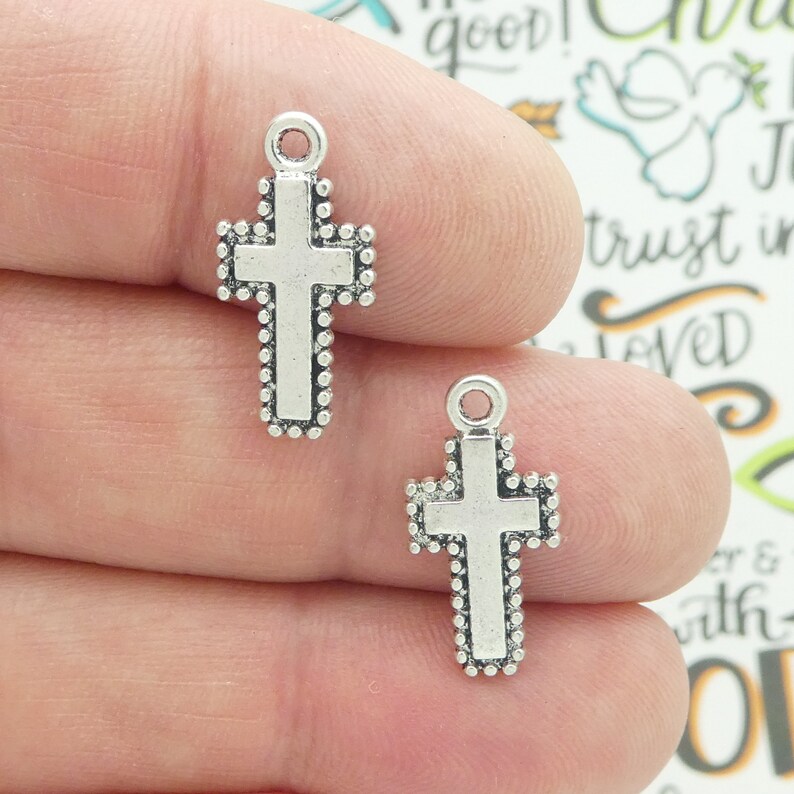 15 Silver Simple Cross Charm Pendant 20x10mm by TIJC SP1068 - Etsy