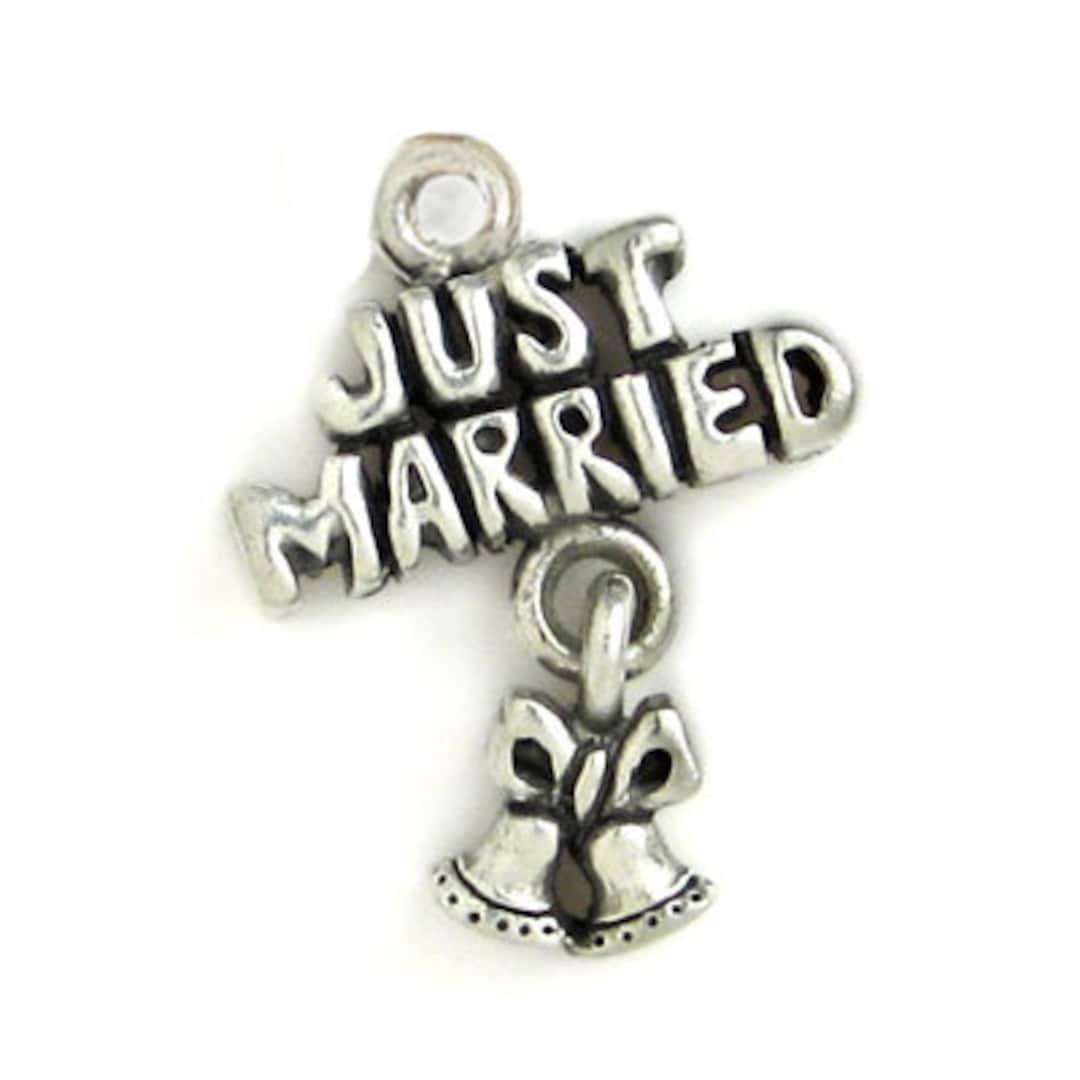 5 Silver Just Married Charm Wedding Pendant 22x15mm by TIJC SP0752 - Etsy
