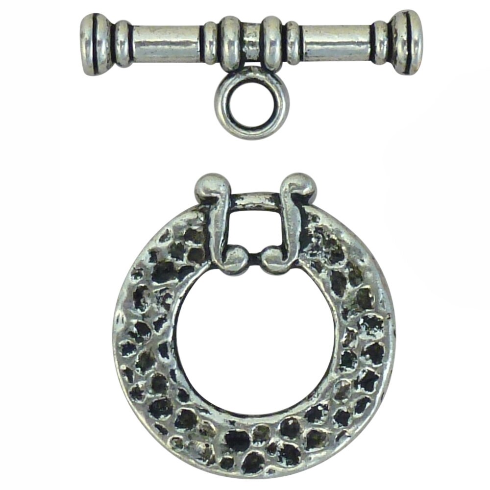 2 Sets Silver Toggle Clasp Large Round Hammered 25x24mm by | Etsy