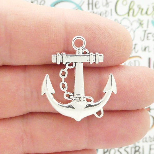 Silver Anchor Charms - Etsy