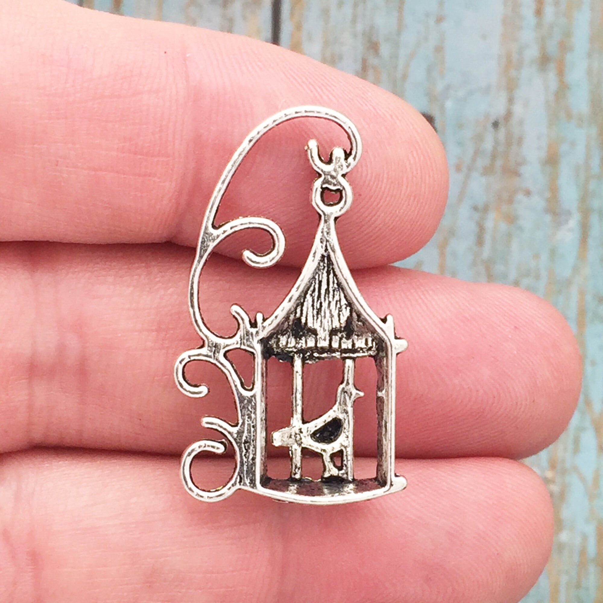 BULK 16 Bird Cage Charm Silver by TIJC SP0260B - Etsy