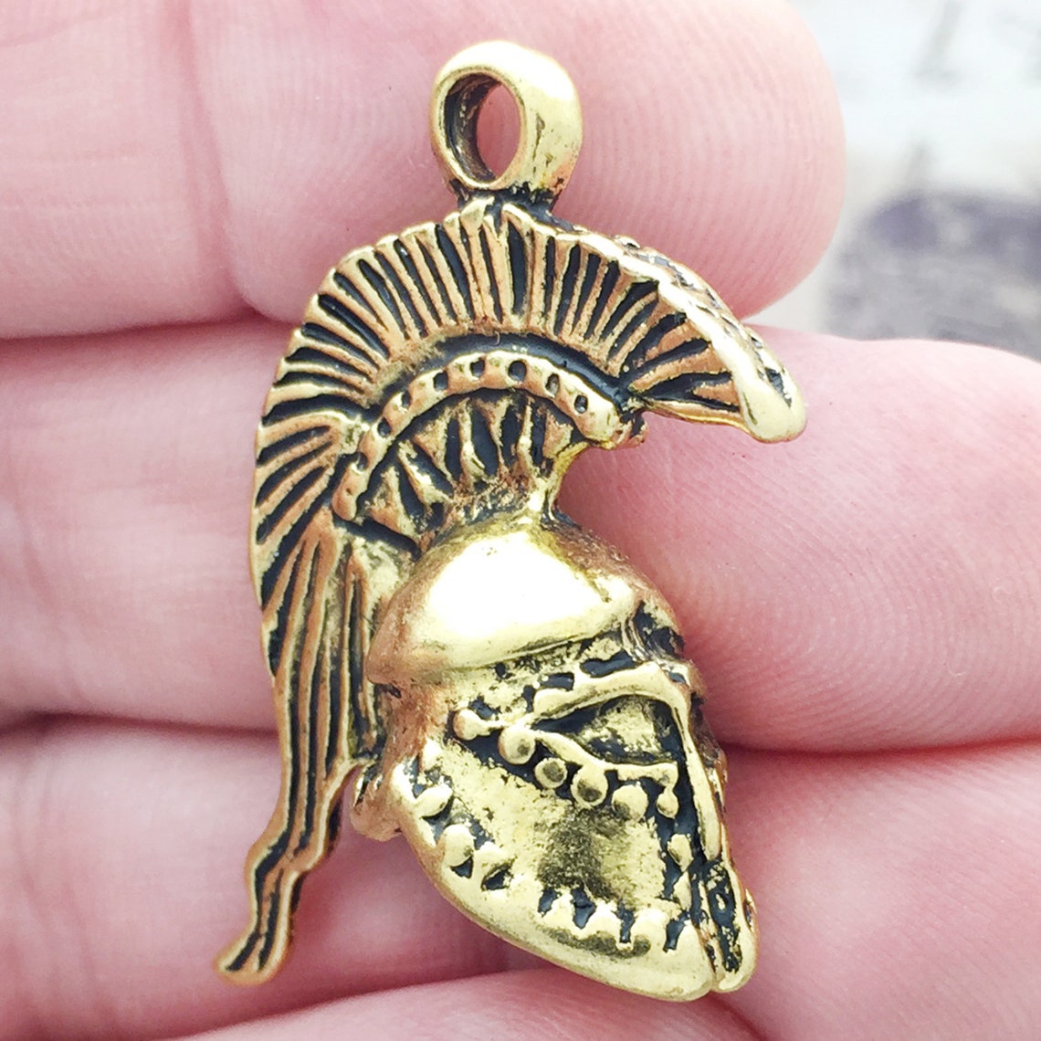 1 Trojan Helmet Charm Spartan Pendant Gold by TIJC SP1444 - Etsy