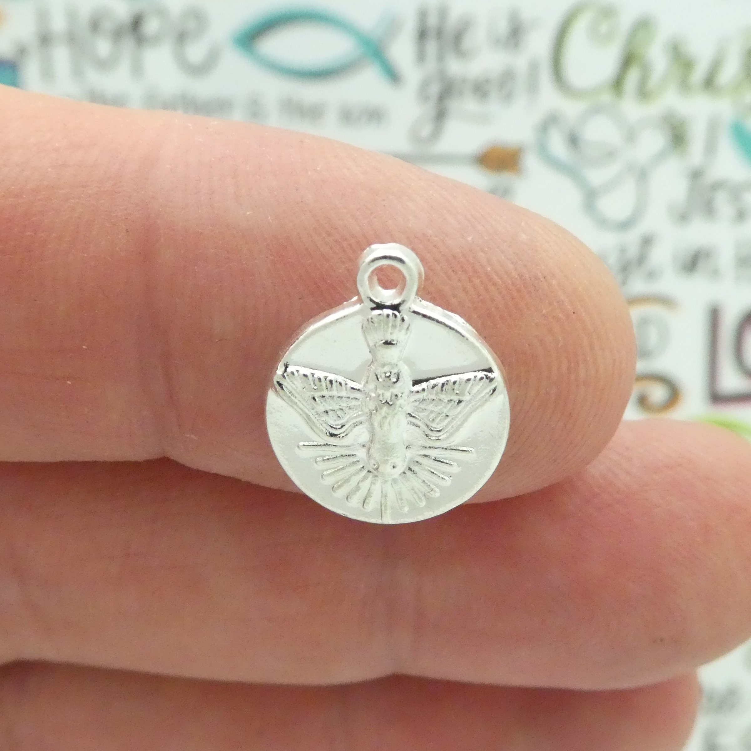 BULK 40 Round Silver Holy Spirit Dove Charm Medal 15x13mm by - Etsy