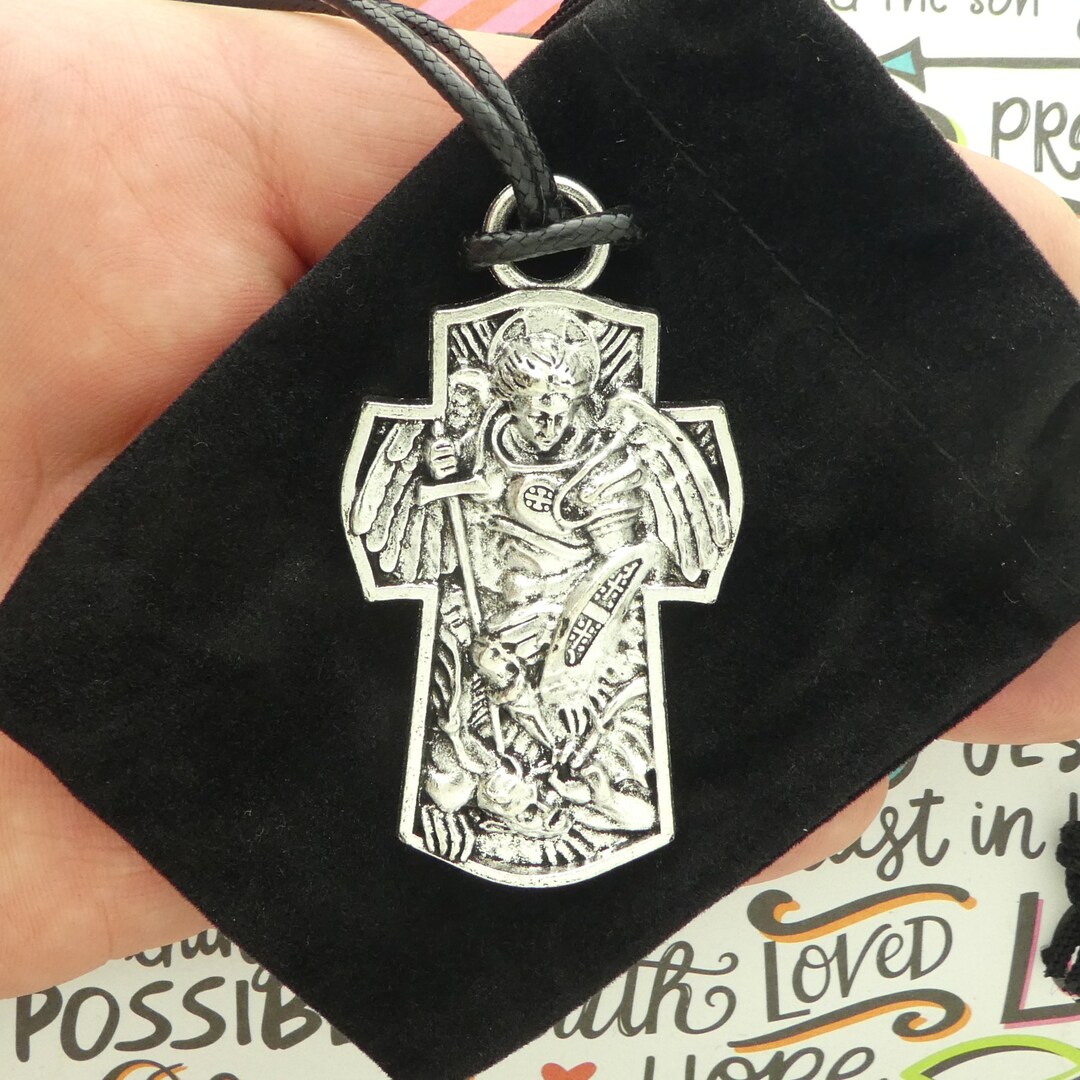 1 Silver St Michael Cross Necklace by TIJC SP6074N - Etsy