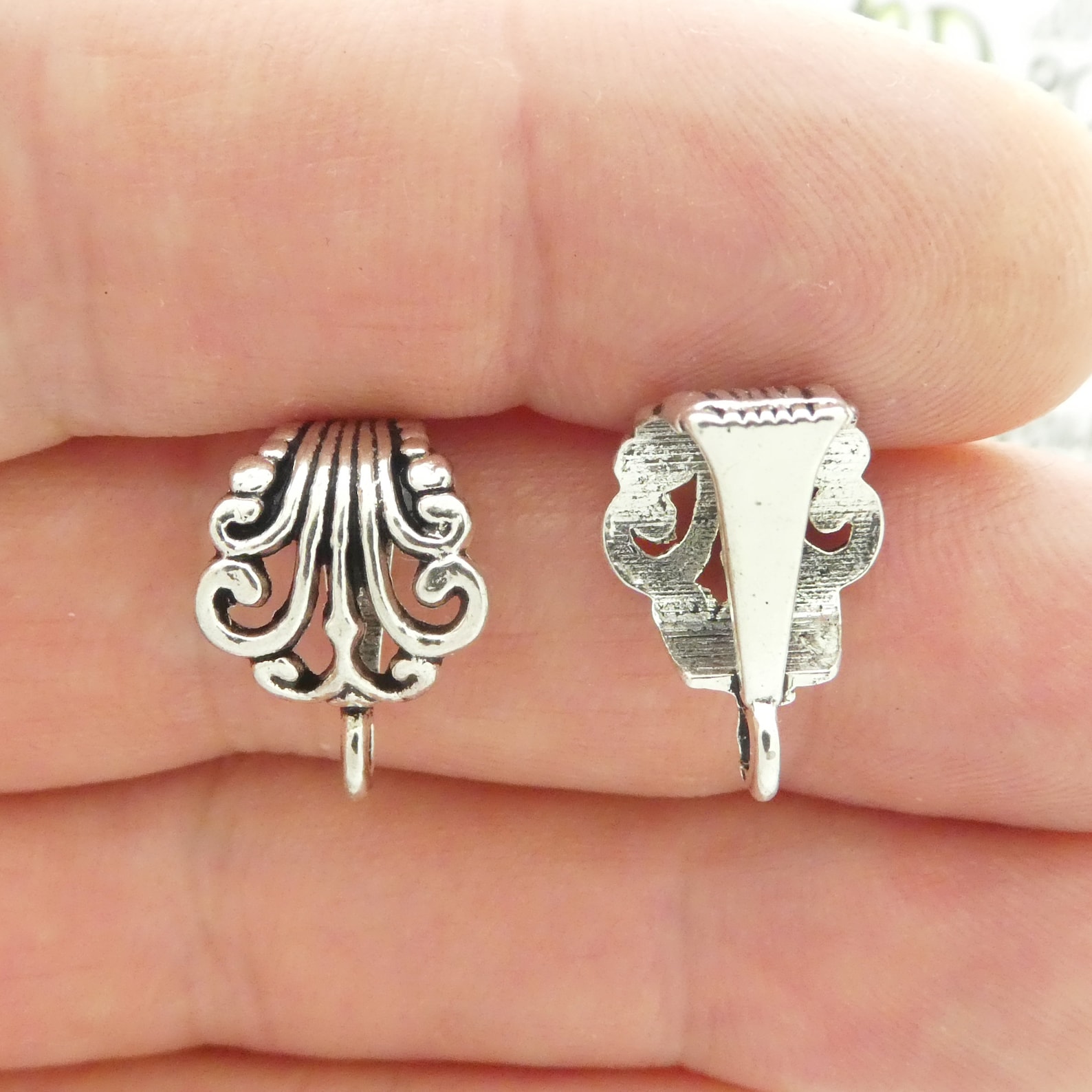 10 Ornate Silver Jewelry Bails 17x13mm by TIJC SP1873 - Etsy