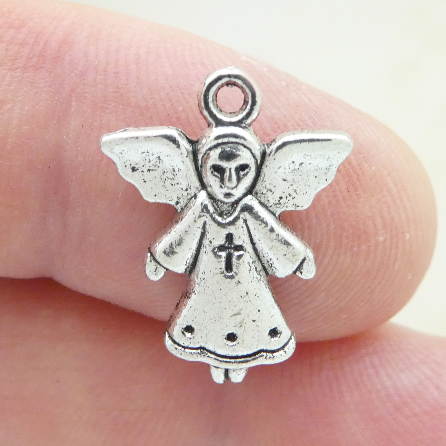 BULK 50 Silver Angel Charm Pendant Small by TIJC SP0429B - Etsy