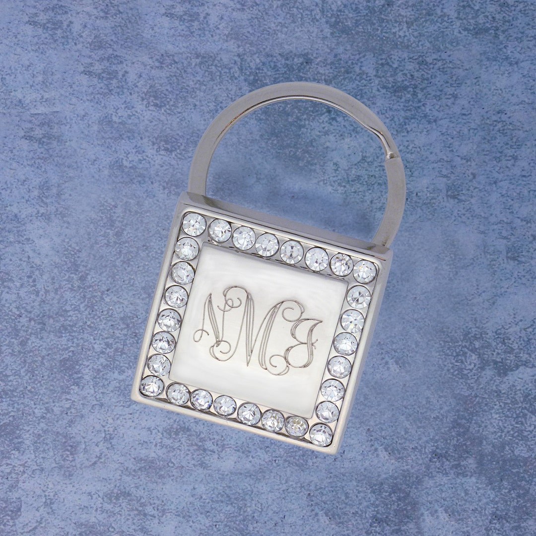 1 Square Monogram Keychain With Crystal FC63909 - Etsy