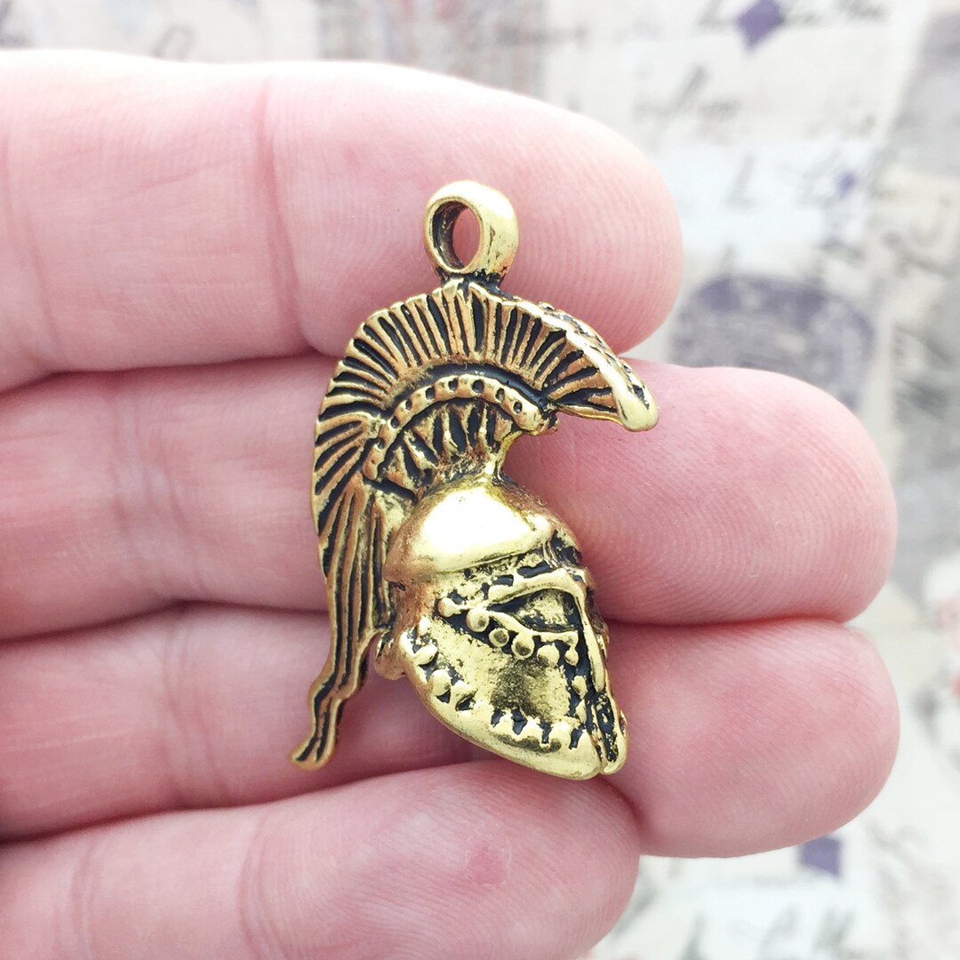 1 Trojan Helmet Charm Spartan Pendant Gold by TIJC SP1444 - Etsy