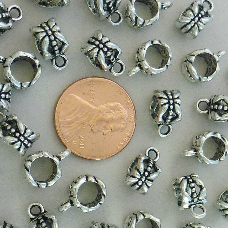 10 Small Silver Jewelry Bails 11x6mm with 5mm Hole by TIJC | Etsy
