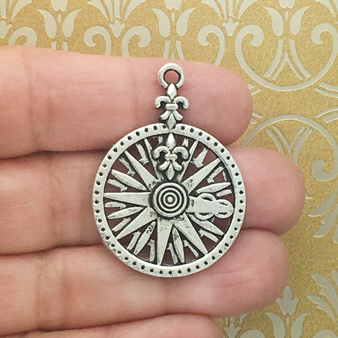 BULK 12 Compass Charm Pendant Silver SP0907B - Etsy