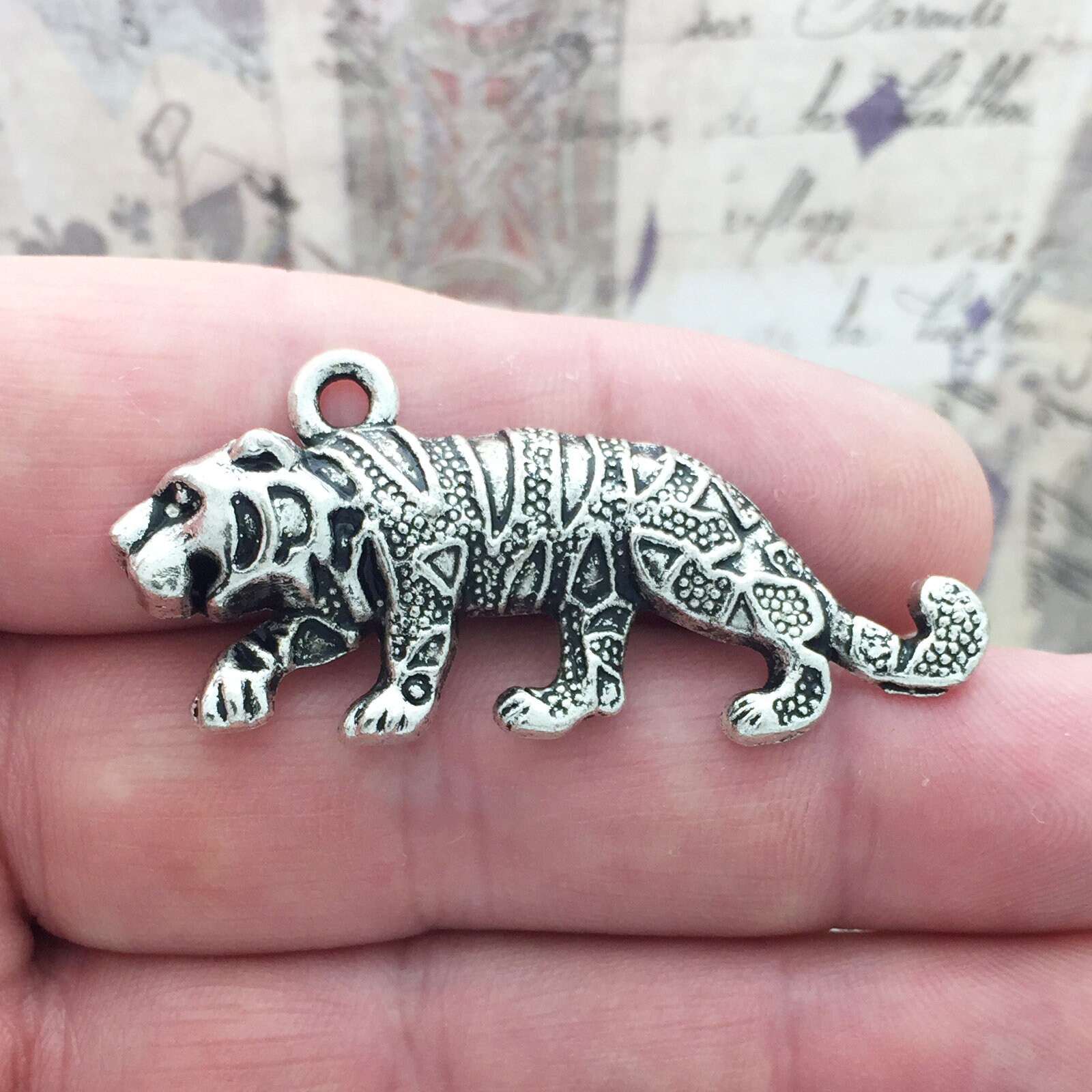 2 Silver Tiger Charm Pendant by TIJC SP0651 | Etsy