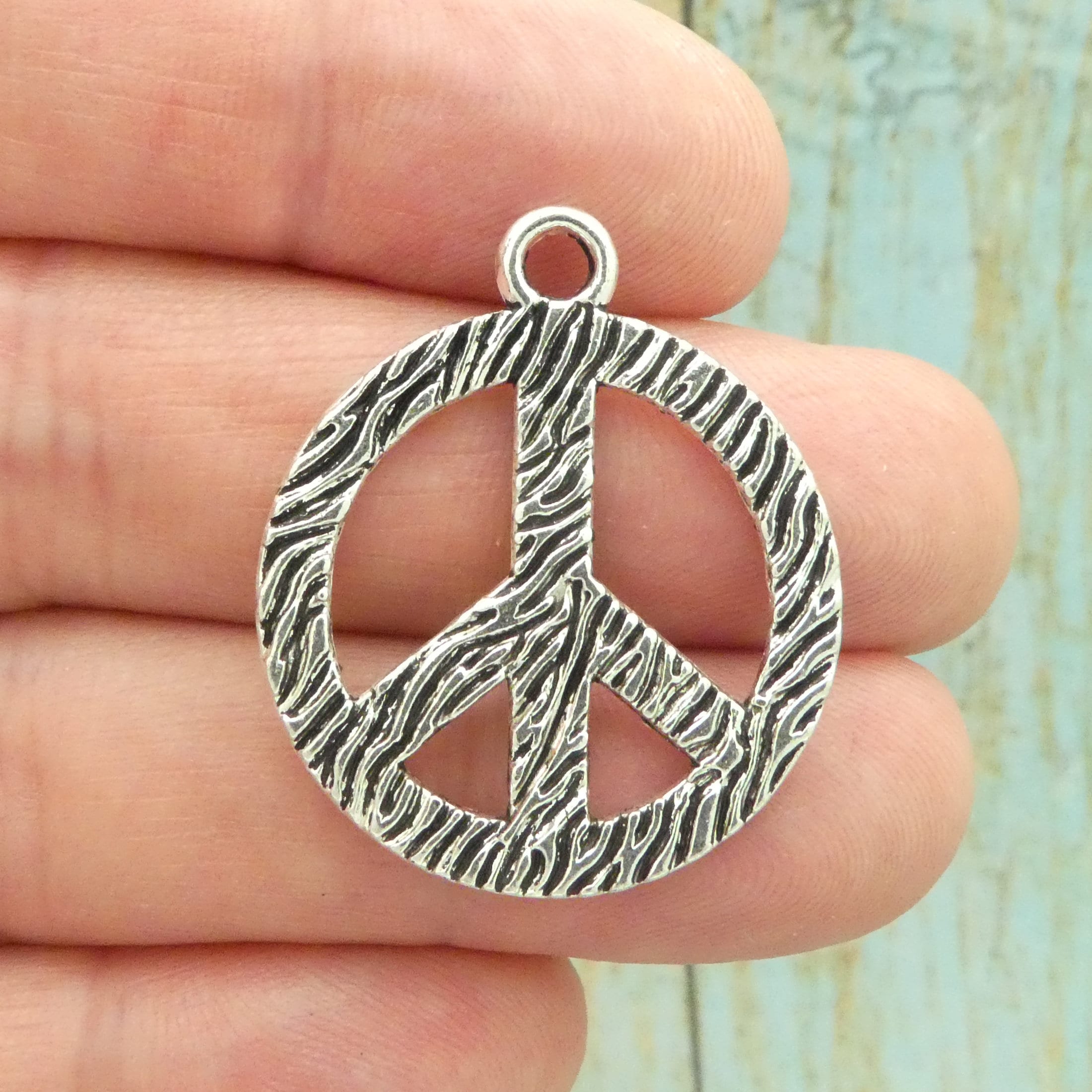 5 Silver Peace Sign Charm Pendant 34x29mm by TIJC SP0591 | Etsy