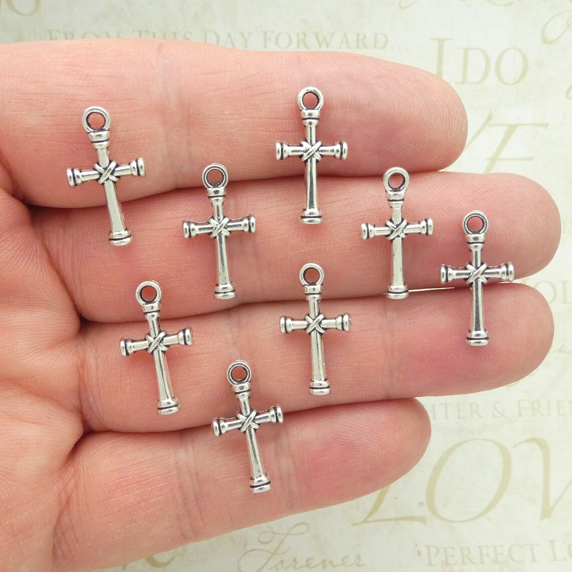 BULK 40 Simple Silver Cross Charm Pendant 20x11mm by TIJC - Etsy