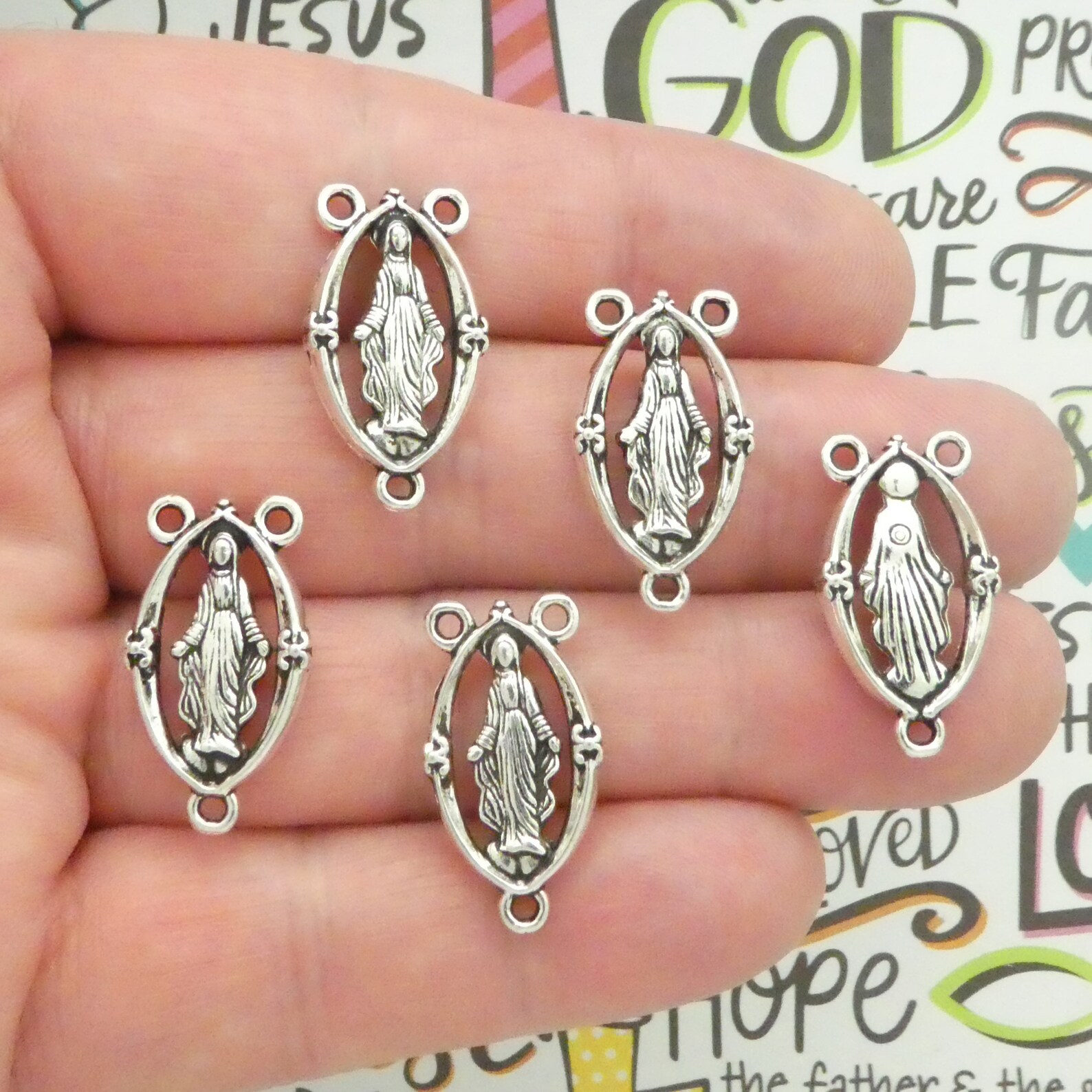 5 Mother Mary Silver Rosary Centerpieces by TIJC SP1498 - Etsy
