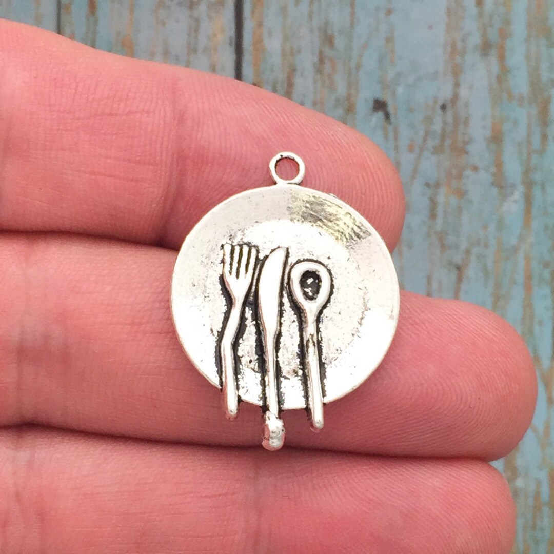 5 Dinner Plate Charm Silver by TIJC SP1609 - Etsy