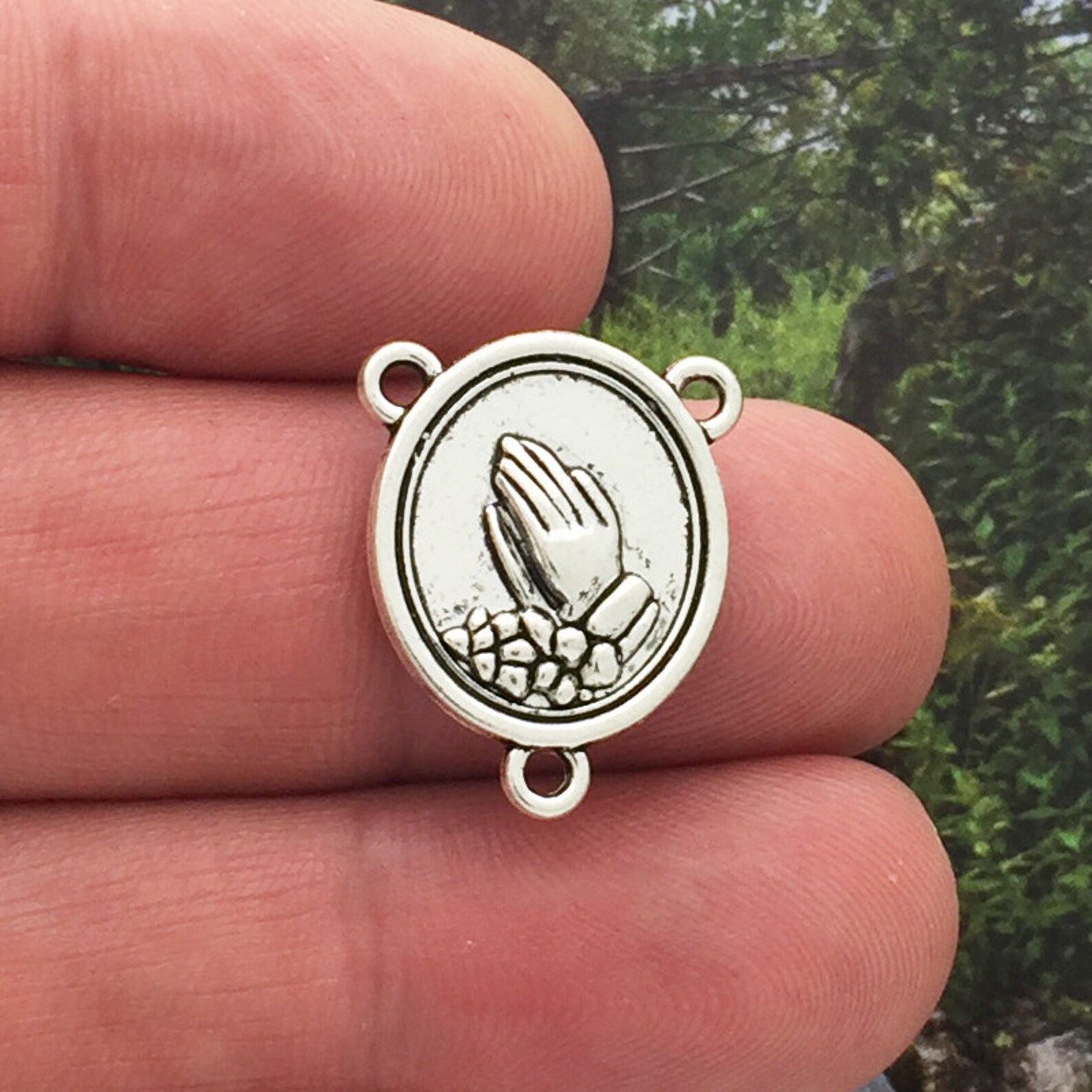 BULK 20 Praying Hands Charm Rosary Centers Parts Silver by | Etsy