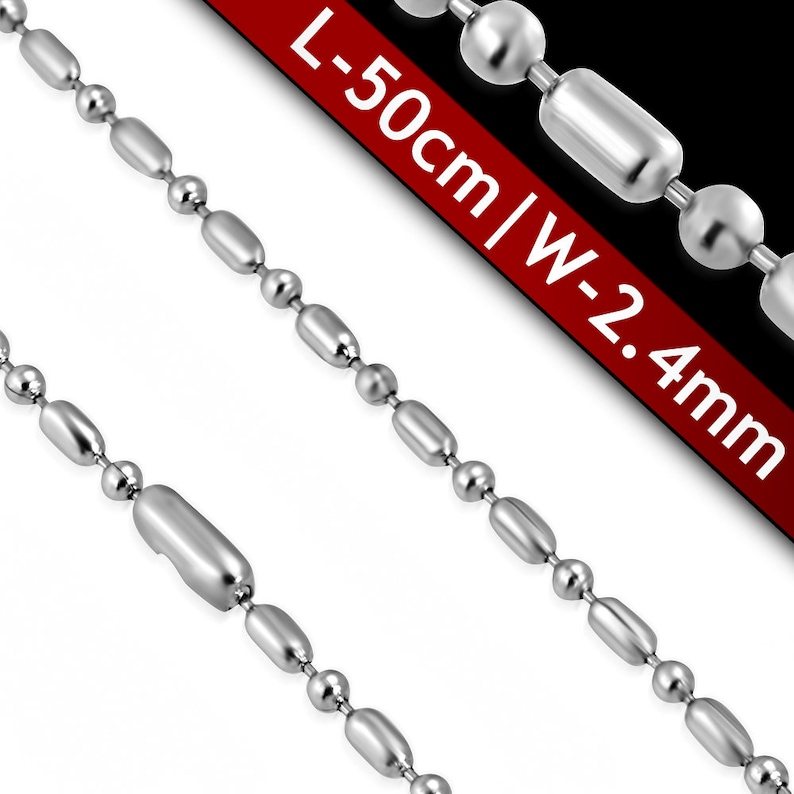 Oval Stainless Steel Bead Chain Necklace 20 Inch Silver | Etsy