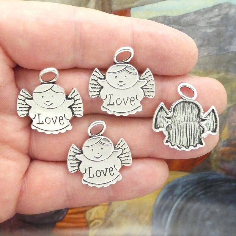6 Love Affirmation Silver Angel Charm 26x25mm by TIJC SP0413 - Etsy
