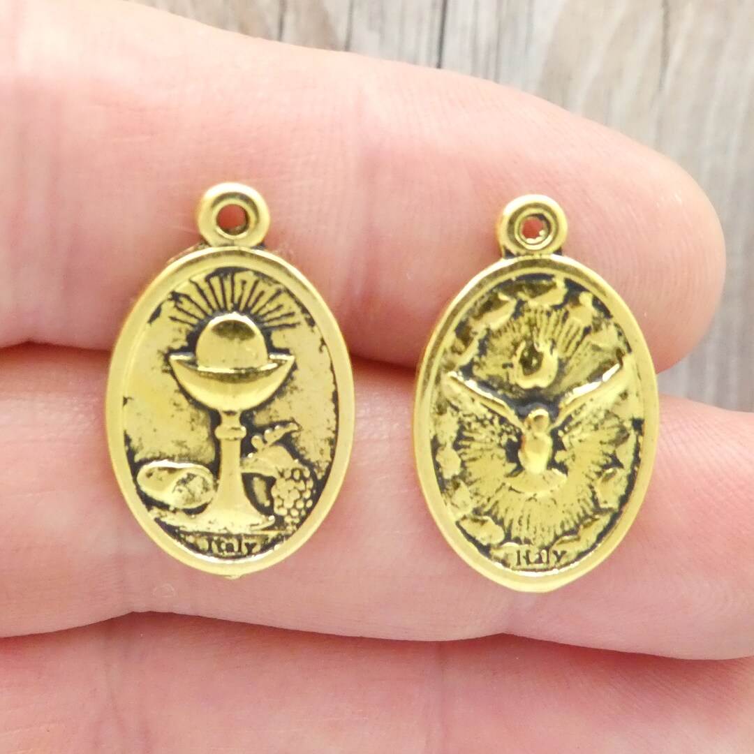 BULK 12 Gold First Holy Communion Charm Holy Spirit Pendant 25x15mm by ...