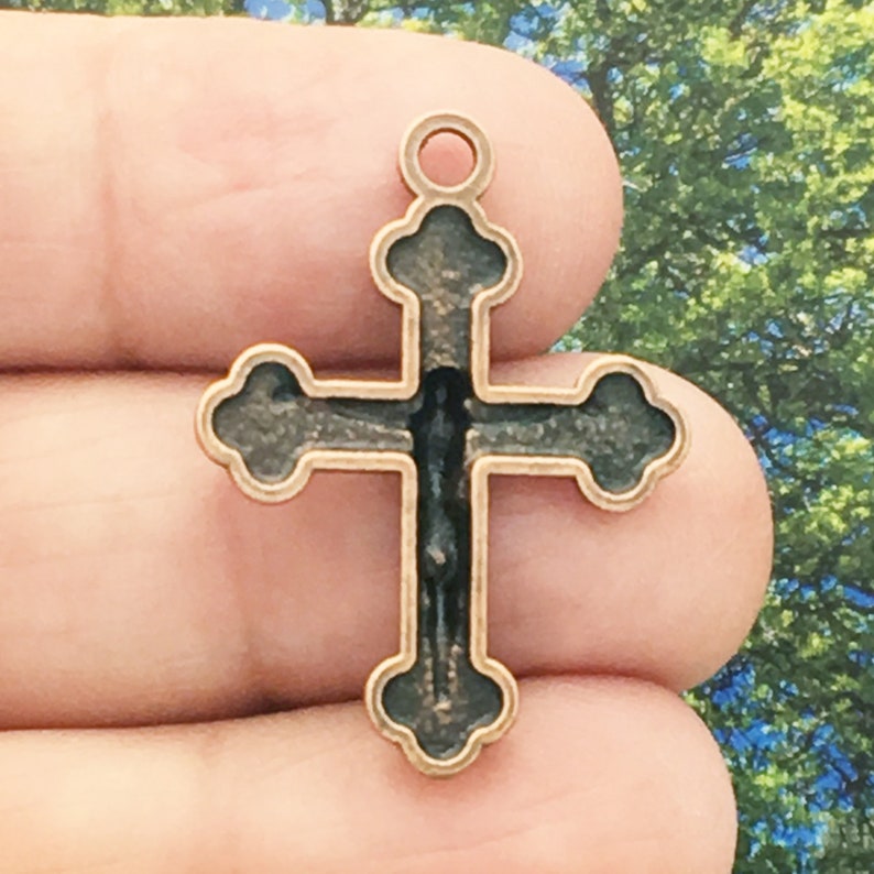 6 Copper Crucifix Cross Charm Rosary Parts by TIJC SP1135 - Etsy