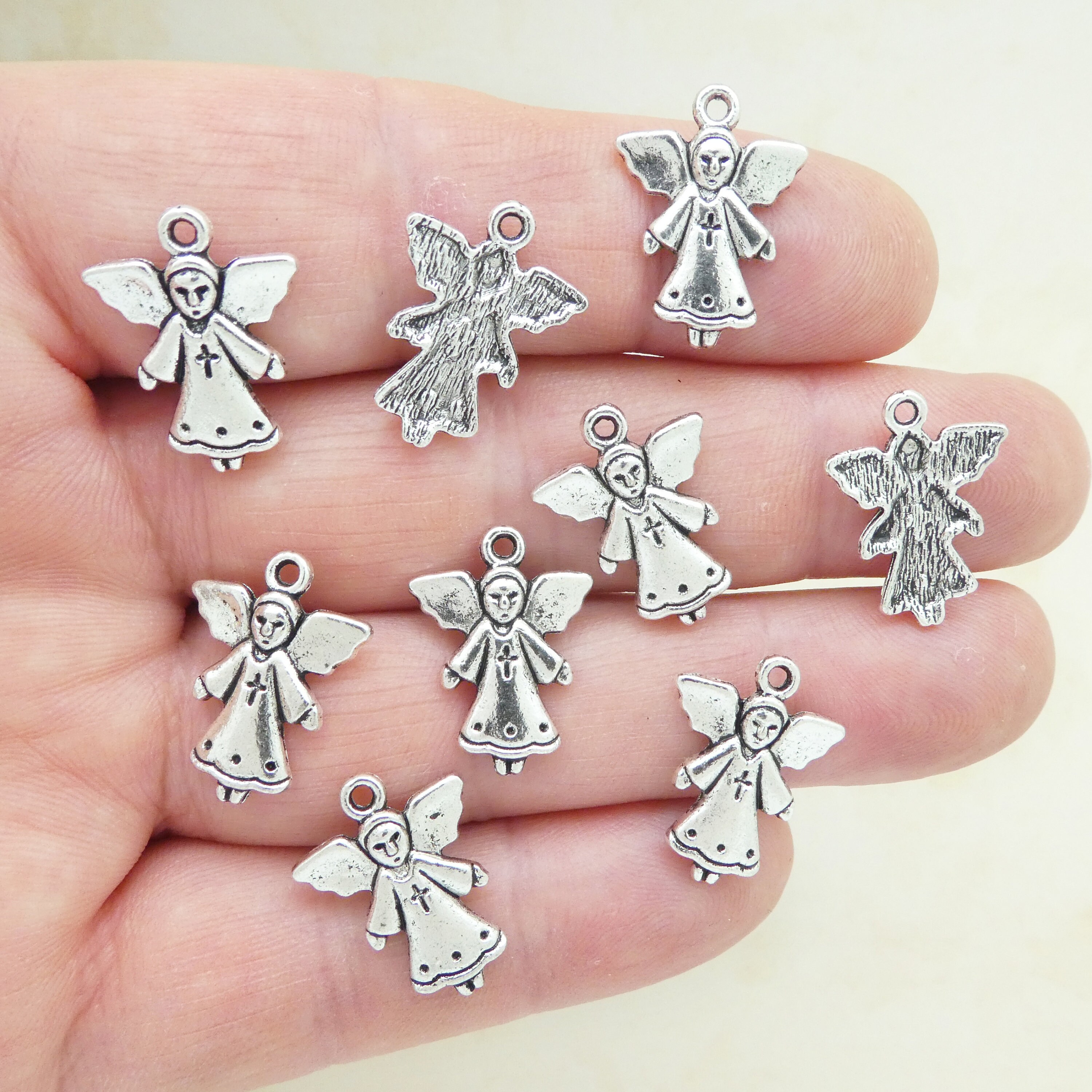 BULK 50 Silver Angel Charm Pendant Small by TIJC SP0429B - Etsy