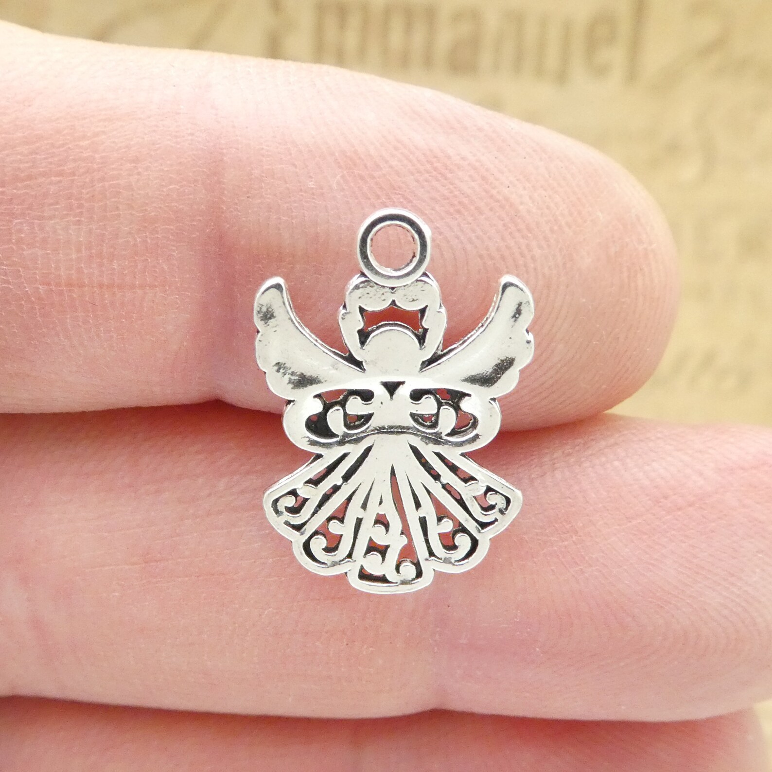 10 Filigree Silver Angel Charm Pendant by TIJC SP1825 - Etsy