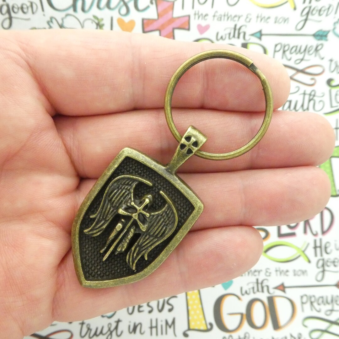 1 Bronze St Michael Keychain by TIJC SP1988K - Etsy