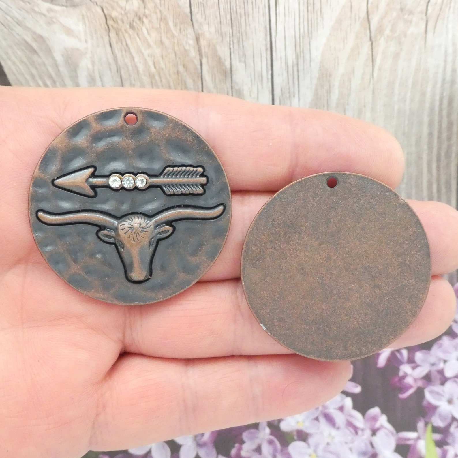 1 Texas Longhorn Charm Pendant With Arrow 42x42mm by TIJC SP1499 - Etsy