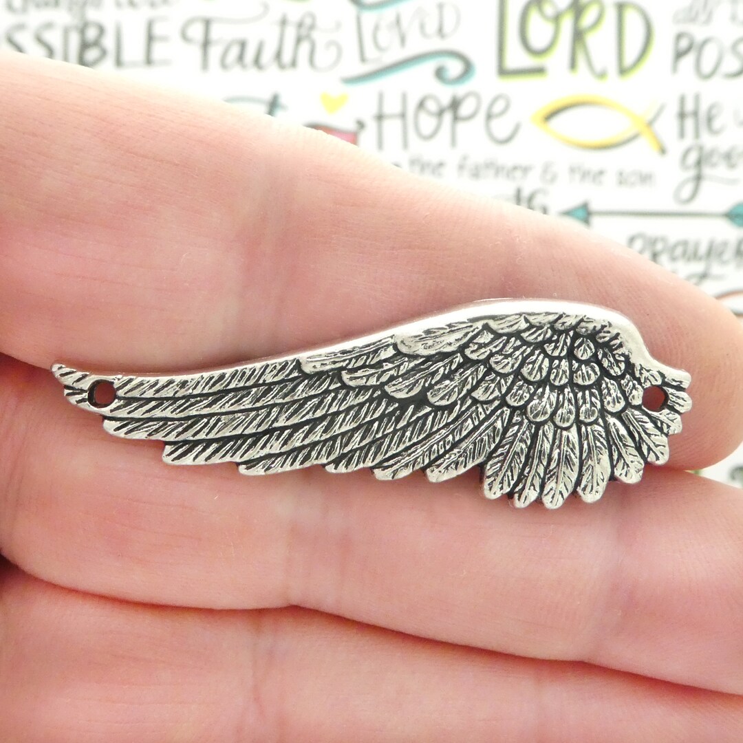 5 Silver Angel Wing Charm Bracelet Connector 17x51mm by TIJC SP0274 - Etsy