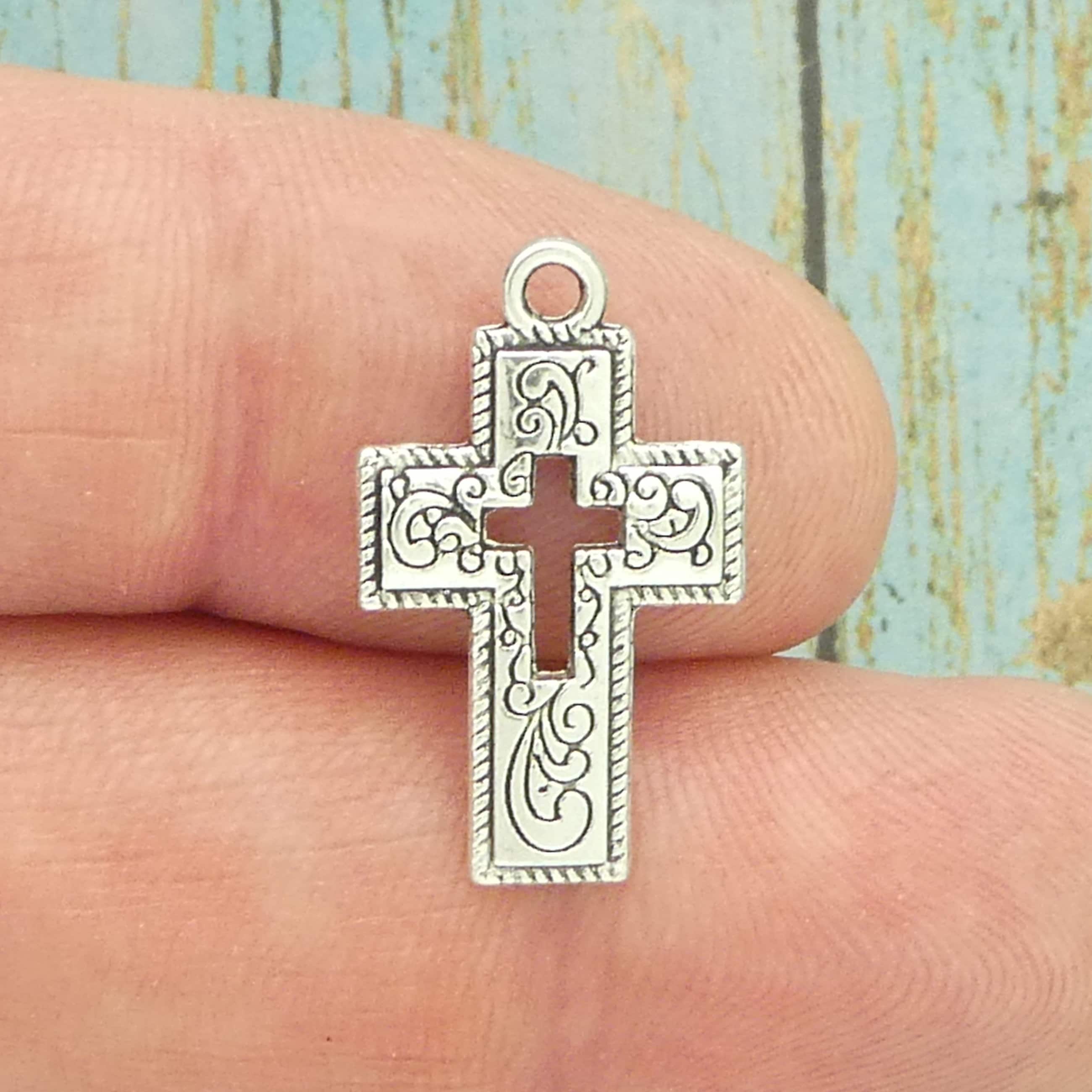 10 Cut Out Cross Charm Silver by TIJC SP1731 - Etsy