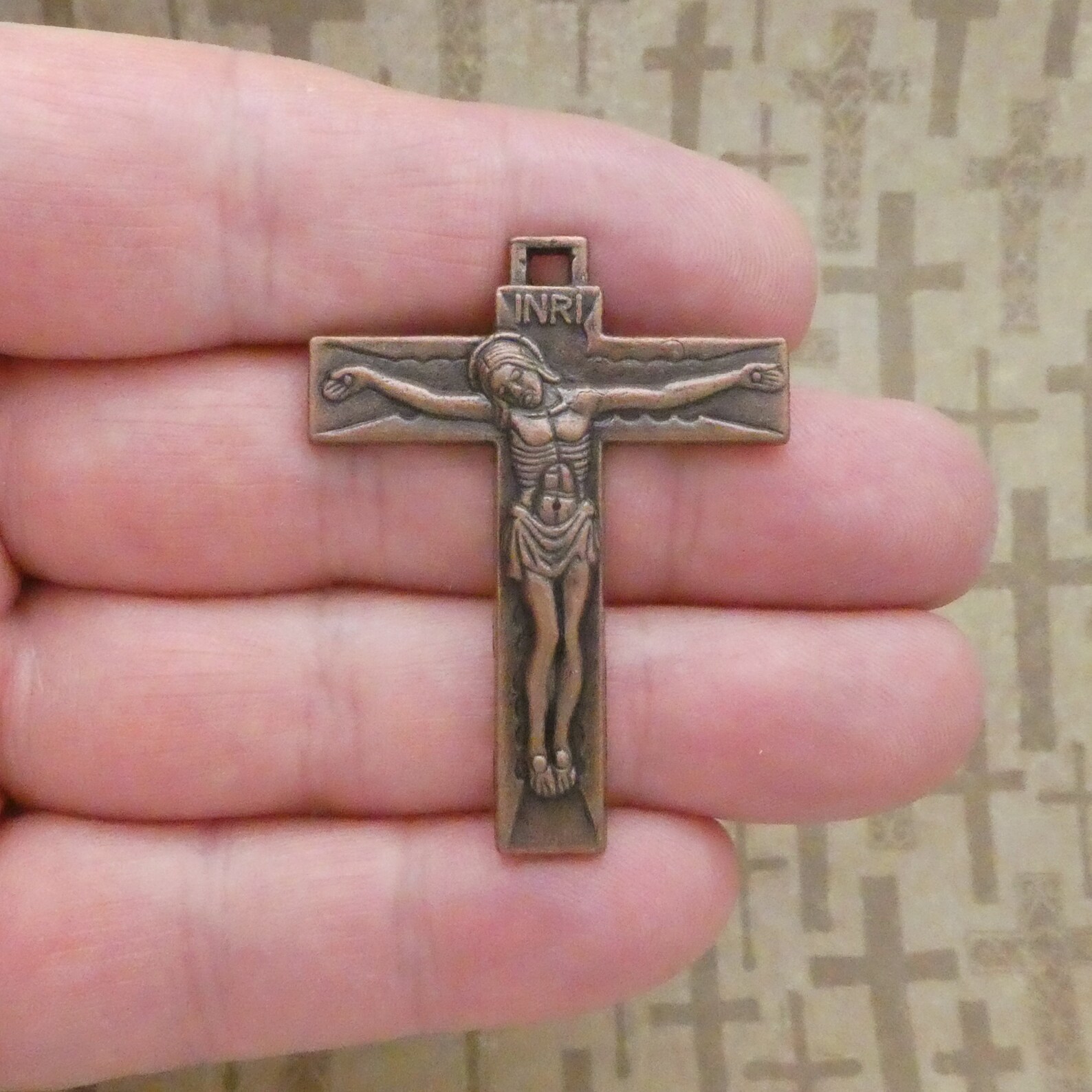 BULK 6 Copper Crucifix Cross Charm Pendant by TIJC SP0707B - Etsy