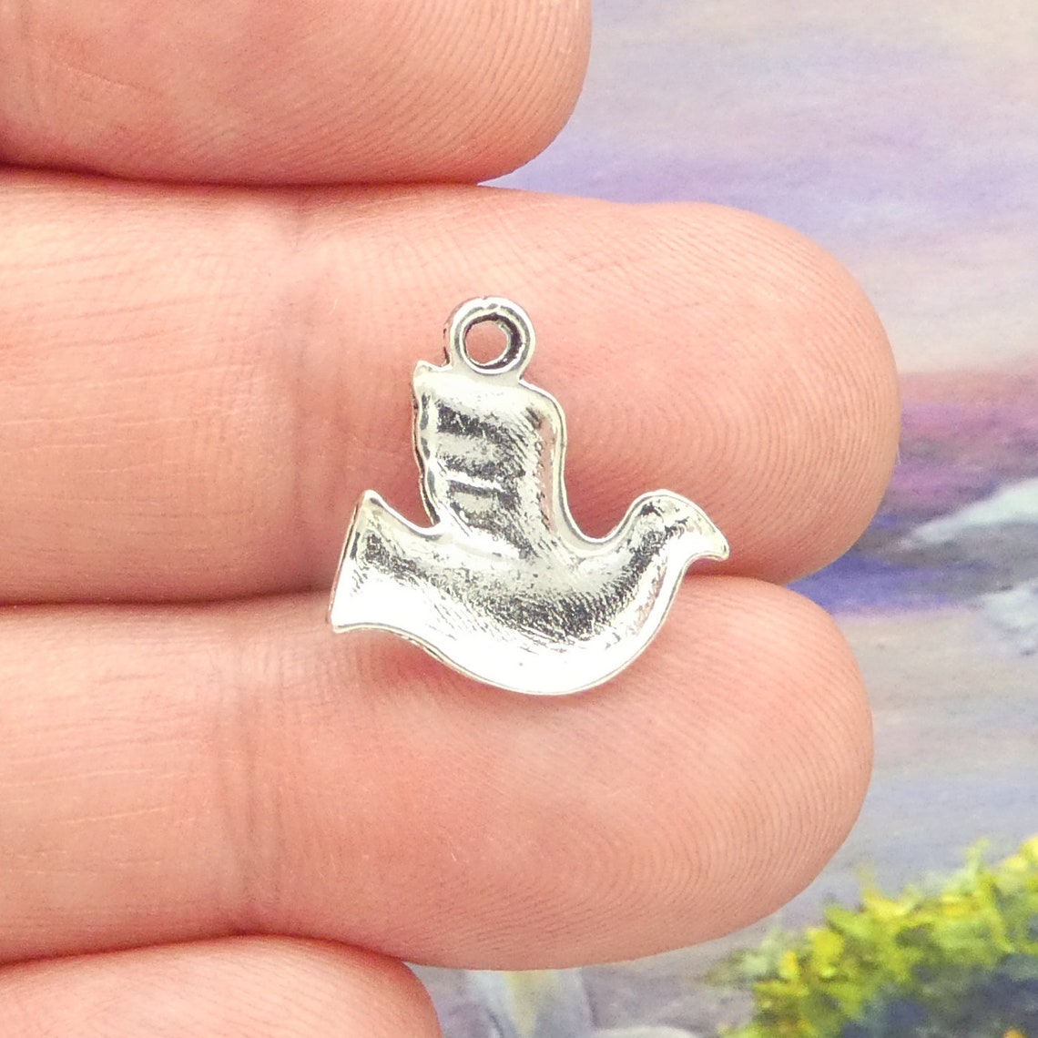 BULK 60 Peace Dove Charm Silver 17x17mm by TIJC SP1232B - Etsy