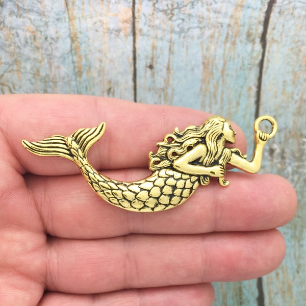 Gold Mermaid Charm - Etsy