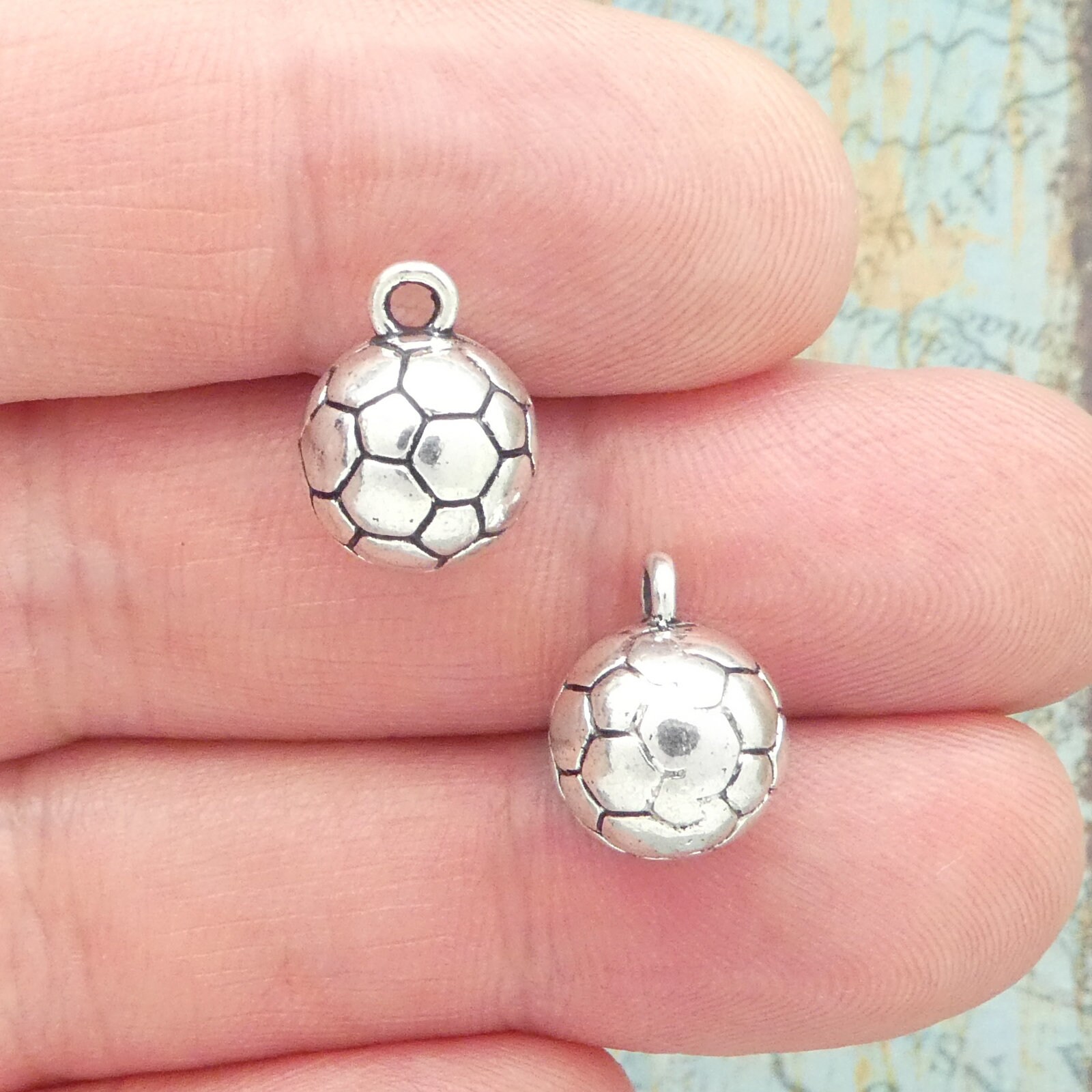 BULK 12 Soccer Ball Charm 3D Silver by TIJC SP0685B - Etsy