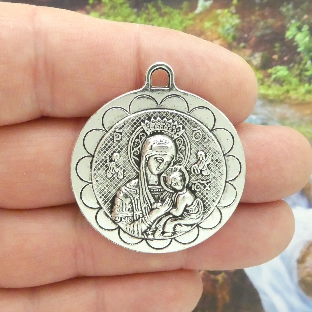 1 Round Silver Virgin Mary Medal by TIJC SP0187 - Etsy