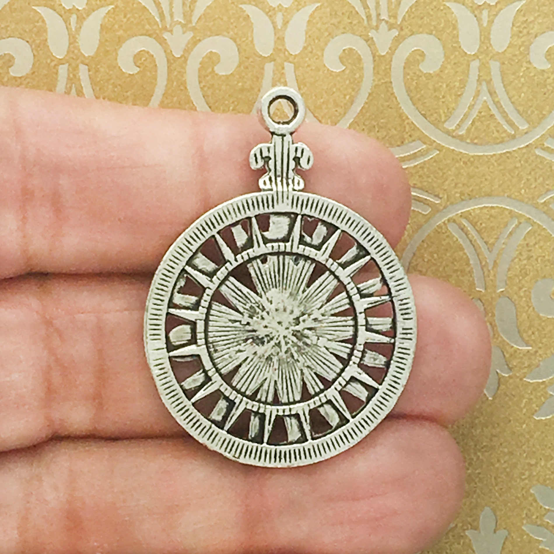 BULK 12 Compass Charm Pendant Silver SP0907B - Etsy