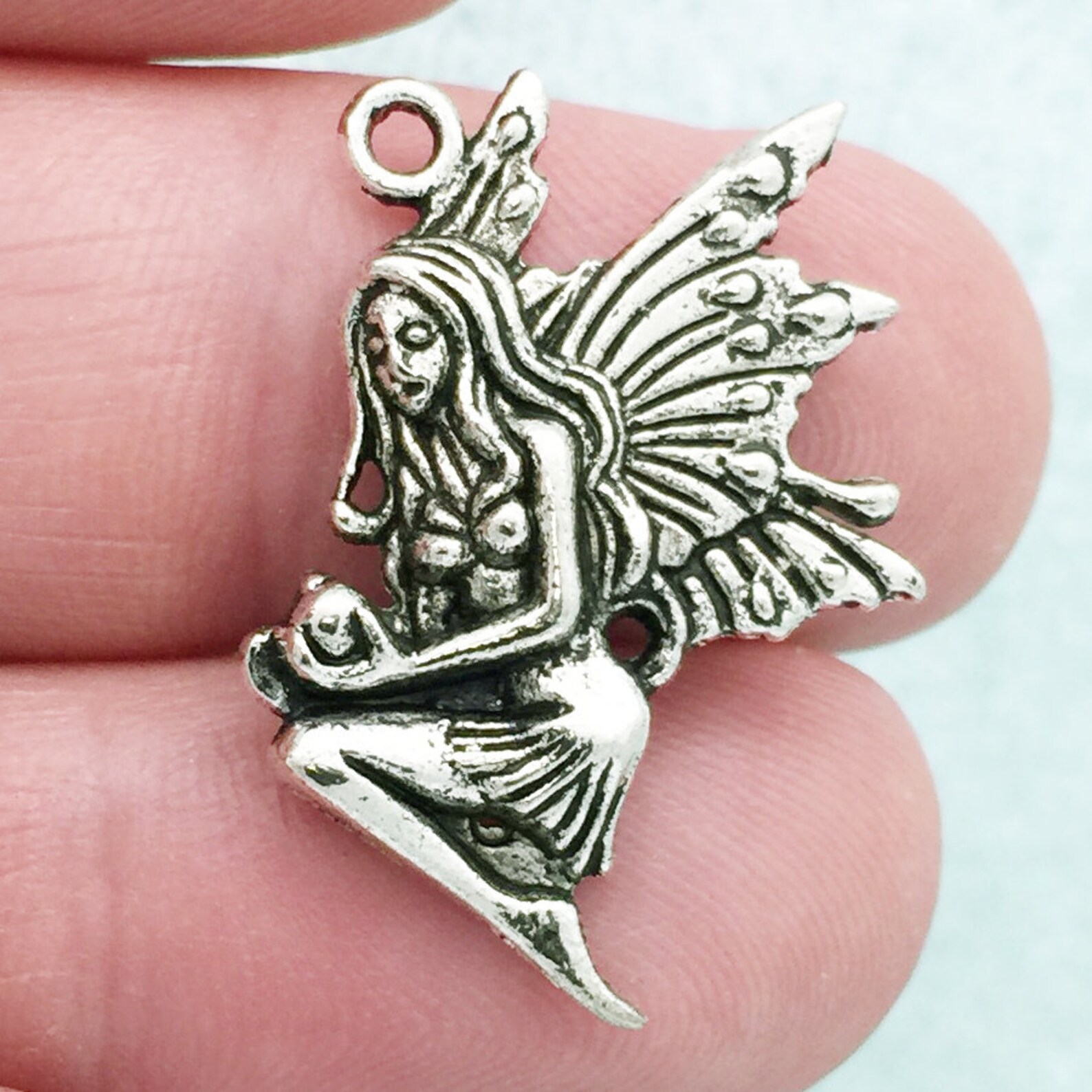 4 Silver Fairy Charm Pendant by TIJC SP0316 - Etsy