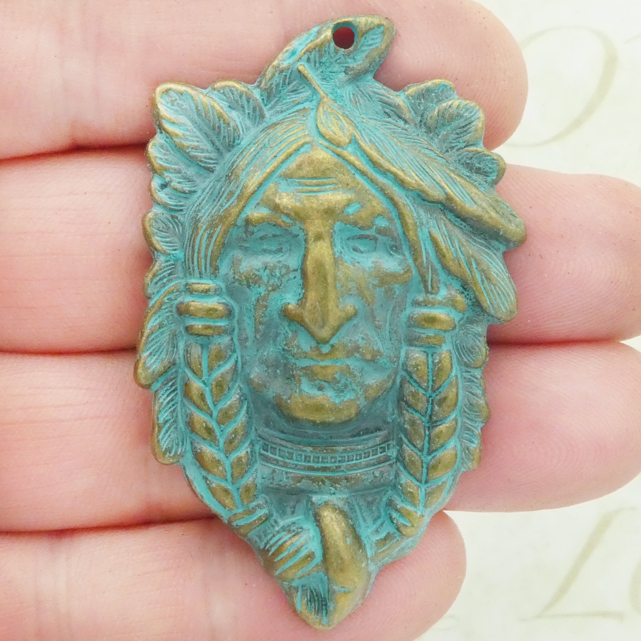 2 Gold Indian Chief Charm Pendant 58x37mm by TIJC SP1202 - Etsy
