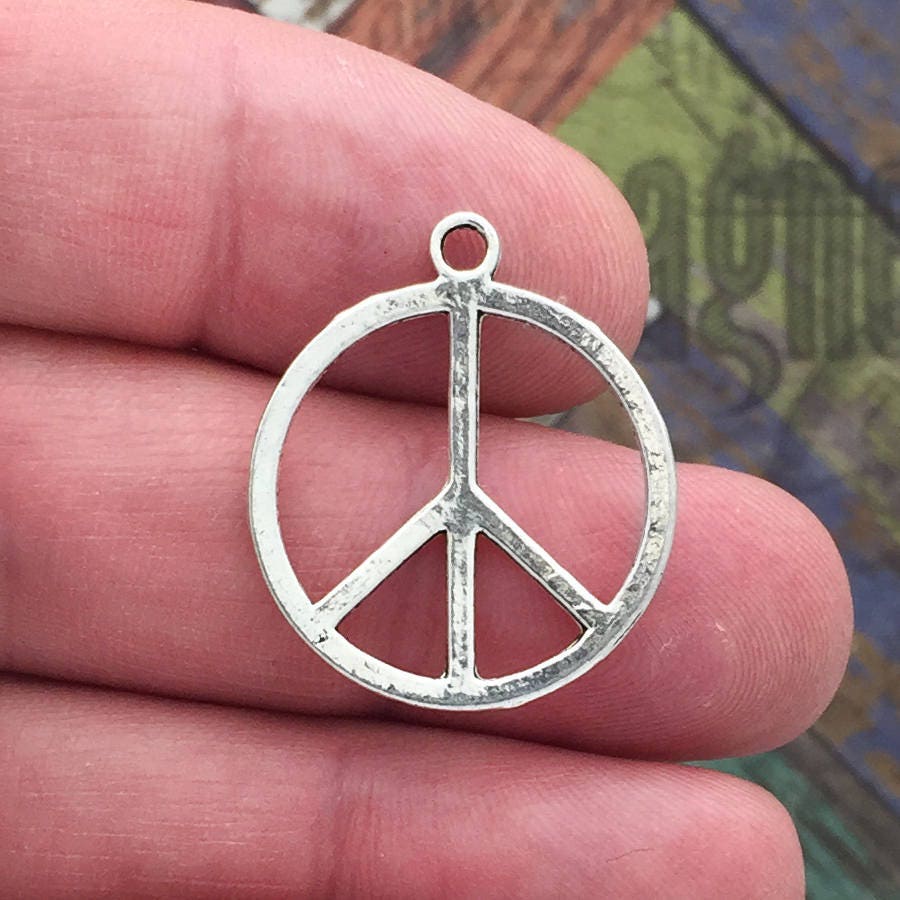 BULK 30 Silver Peace Sign Charm Pendant by TIJC SP0023B | Etsy