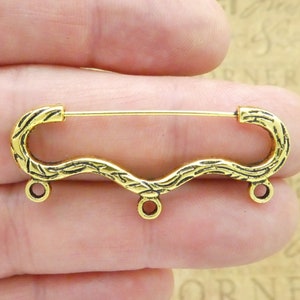 BULK 8 Ornate 3 Loop Gold Charm Pin 20x46mm by TIJC SP1997B - Etsy