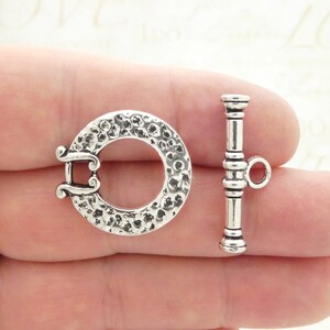 2 Sets Silver Toggle Clasp Large Round Hammered 25x24mm by TIJC SPT007 ...