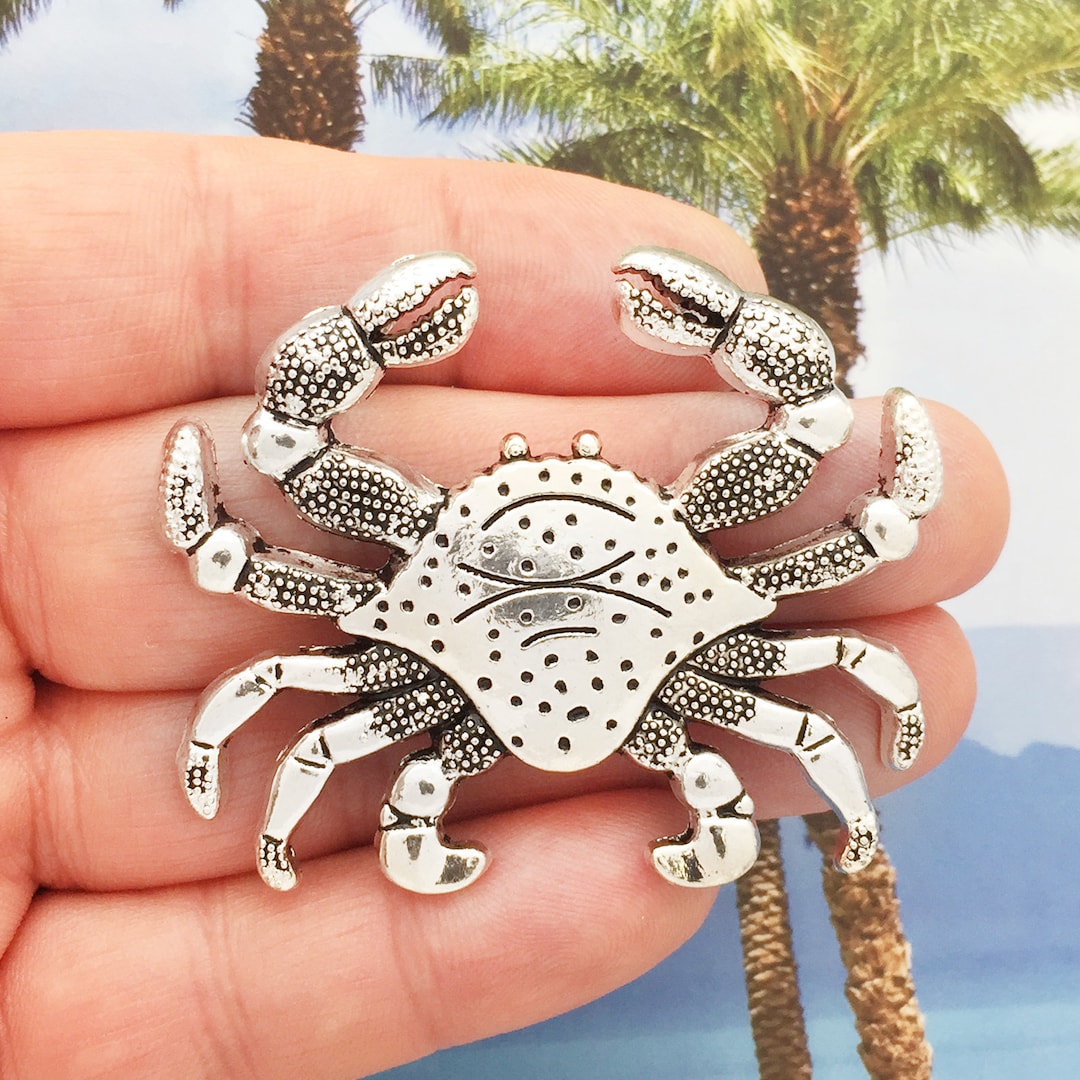 BULK 3 Silver Crab Charm Pendant Extra Large by TIJC SP0663B - Etsy